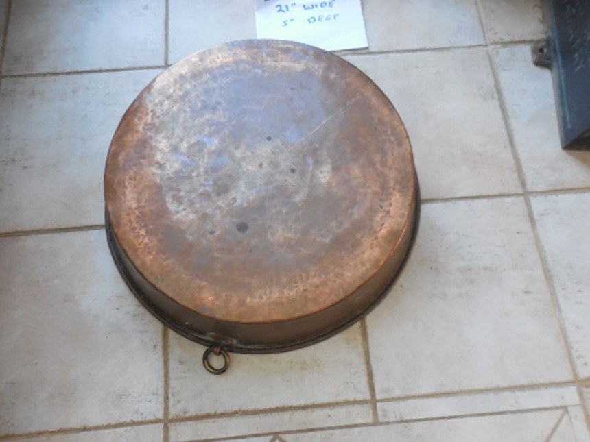 Antique & Reclaimed Victorian copper cooking pan- SalvoWEB UK