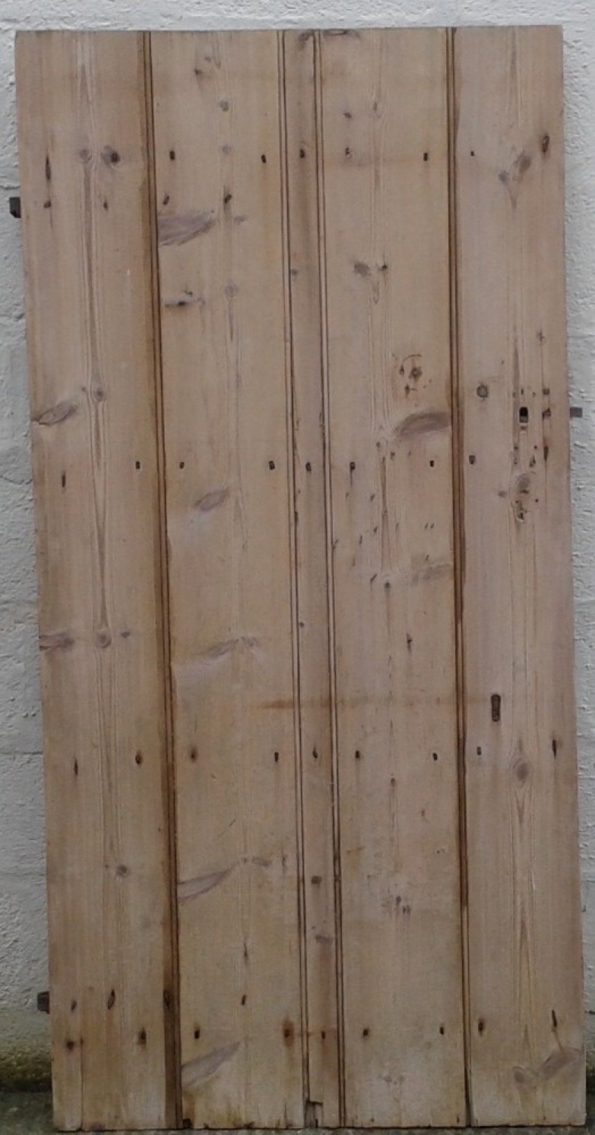 Antique & Reclaimed Early C19th beaded ledged pine door with elm ledges ...
