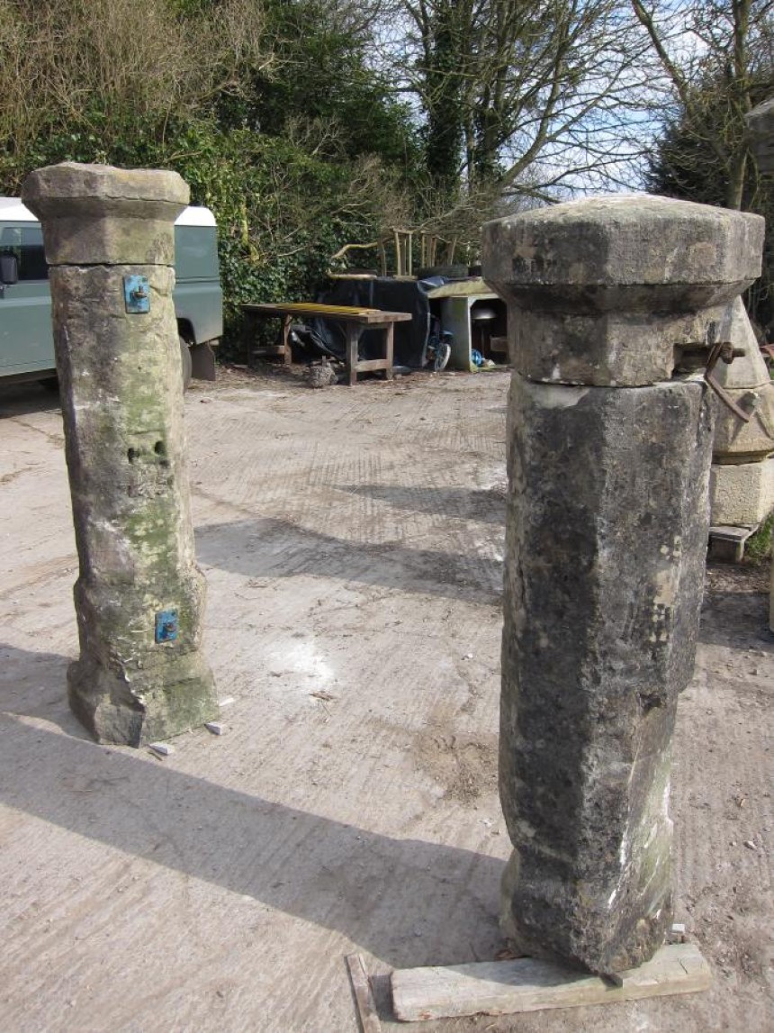 Antique & Reclaimed Antique Bathstone Gate Posts- SalvoWEB UK