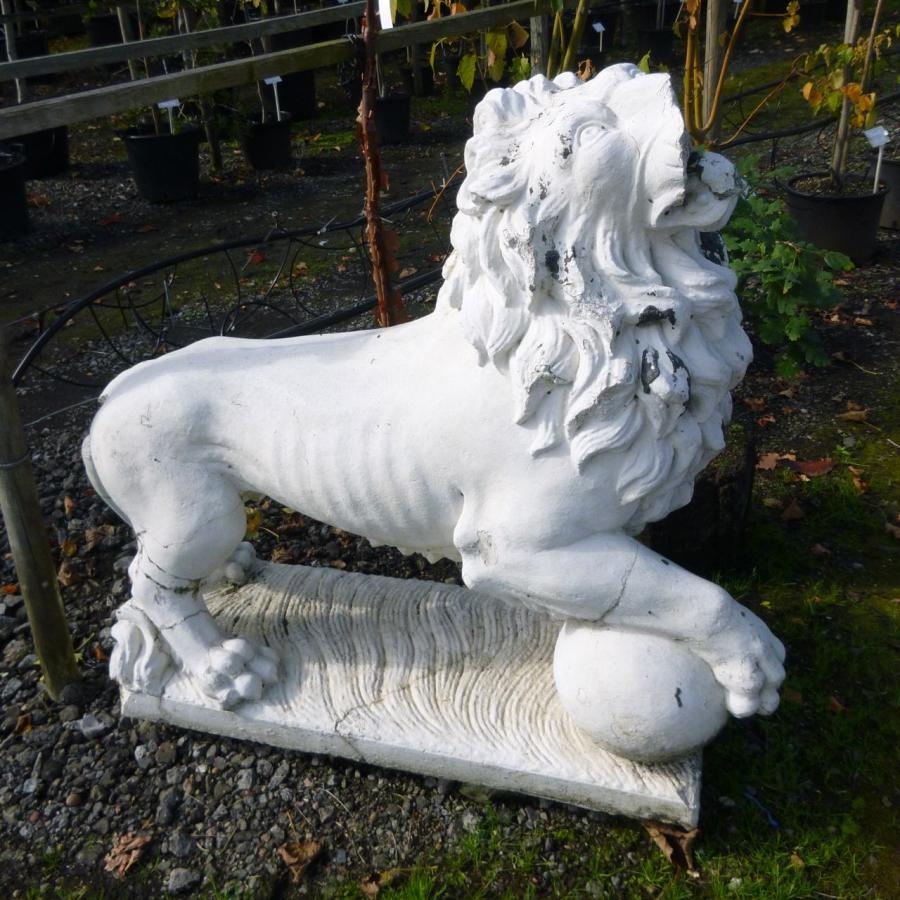 Pair of Reclaimed Crushed Marble Lion Statues - V&V Reclamation