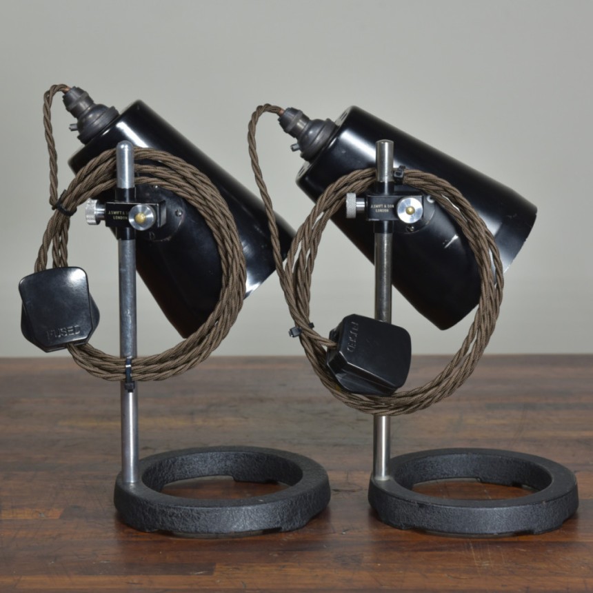 Antique & Reclaimed Laboratory Table Lamps - Pair- SalvoWEB UK