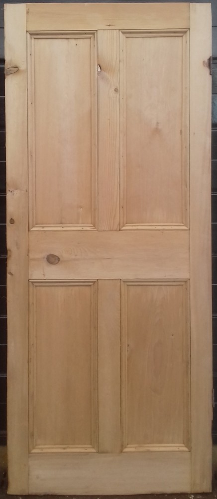 Antique & Reclaimed Small Victorian 4 panel pine door.- SalvoWEB UK