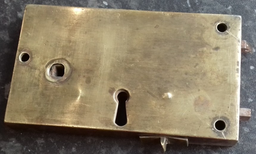 Antique & Reclaimed Georgian brass rim lock.- SalvoWEB UK