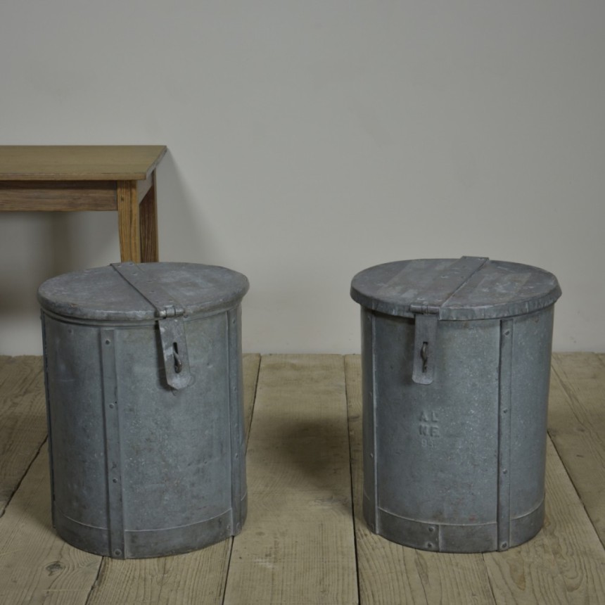 Antique & Reclaimed Rivetted Zinc Bins- SalvoWEB UK