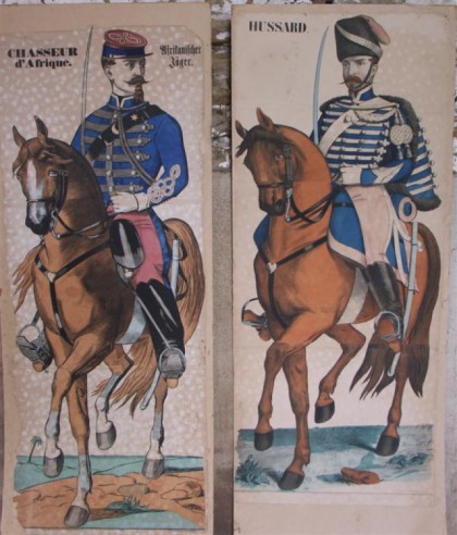 Antique & Reclaimed large pair antique original cavalry prints- SalvoWEB UK