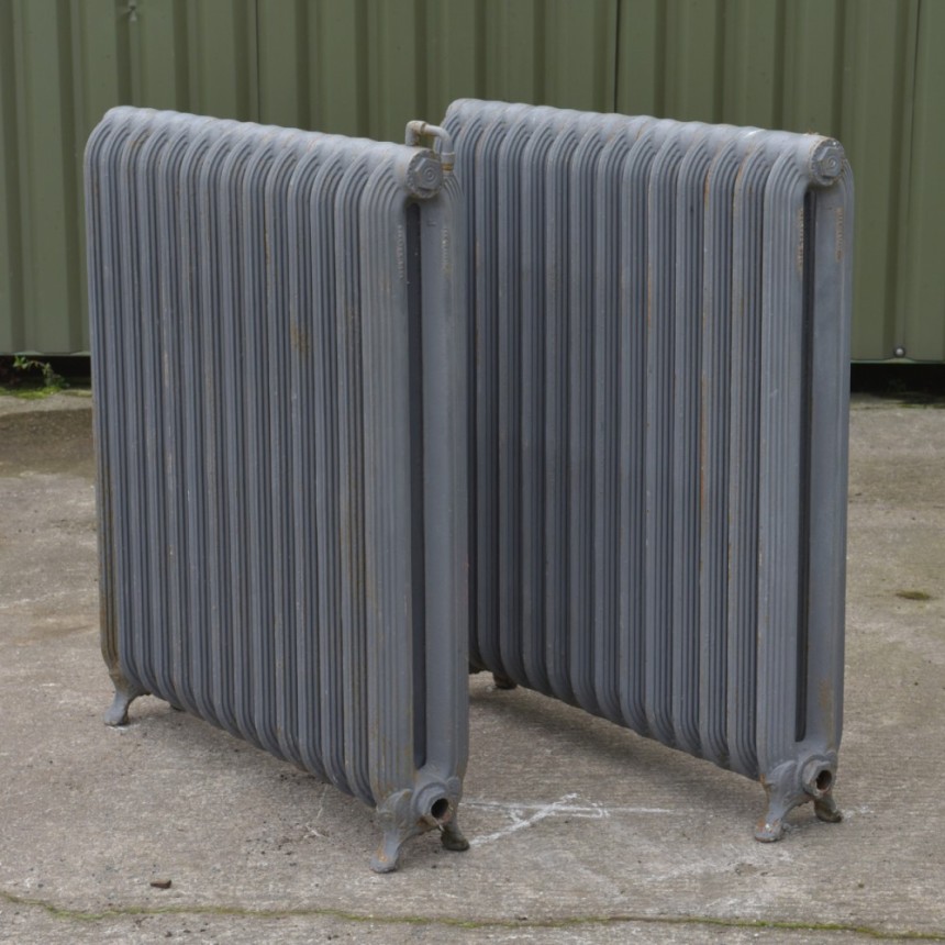 Antique & Reclaimed Rare Pair Fluted Antique Cast Iron Radiators ...