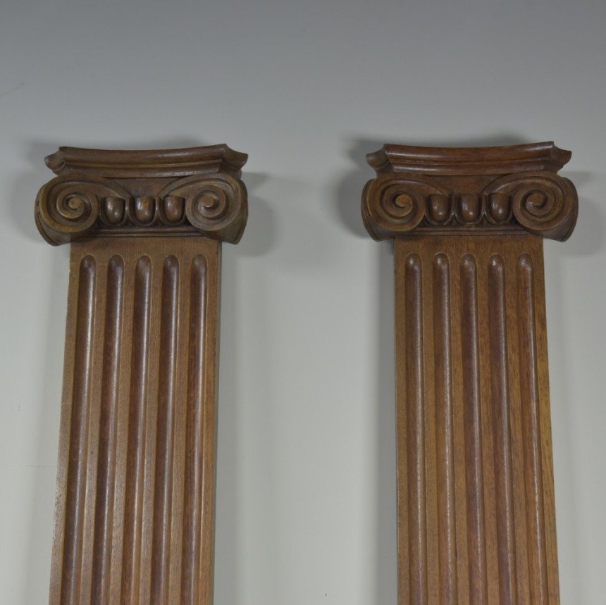 Antique & Reclaimed Pair Oak Ionic Columns / Pilasters- SalvoWEB UK