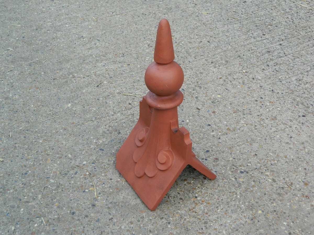 New, Replica or Reproduction Spike ball on decorative scroll angled ...