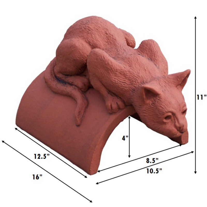 New, Replica or Reproduction Roof finial Cat on a half round tile ...
