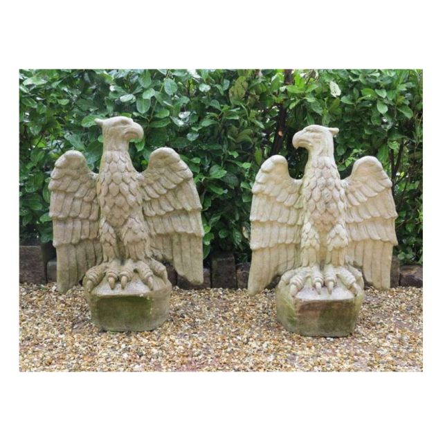 Antique & Reclaimed Pair of Old Reconstituted Stone Chilstone Eagle ...