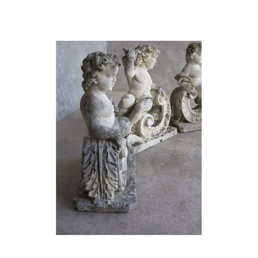 Antique & Reclaimed Set of 4 Antique Old Hand Carved Limestone Garden ...