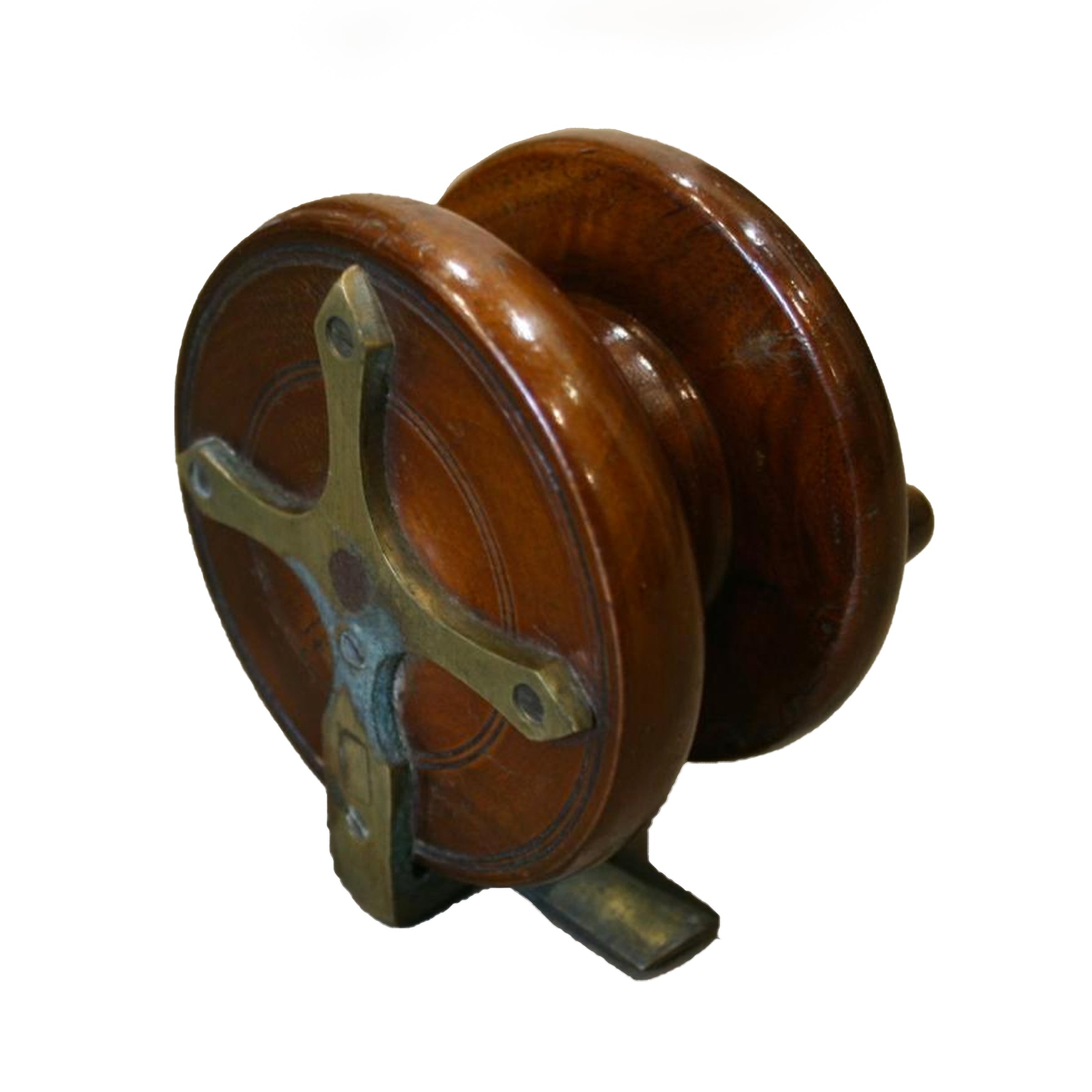 Antique & Reclaimed Vintage mahogany fishing reel- SalvoWEB UK