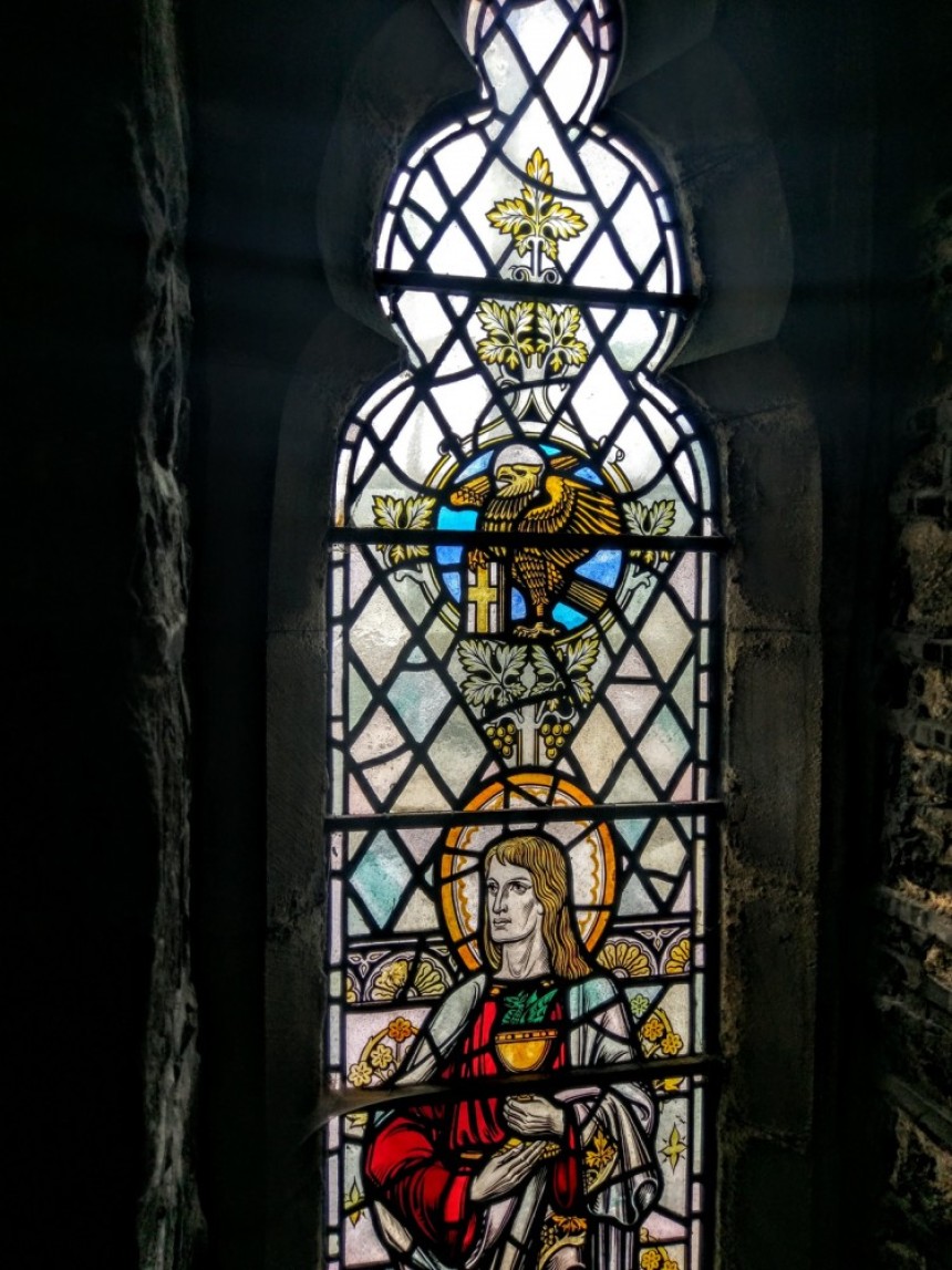 Antique & Reclaimed Antique religious stained glass window- SalvoWEB UK