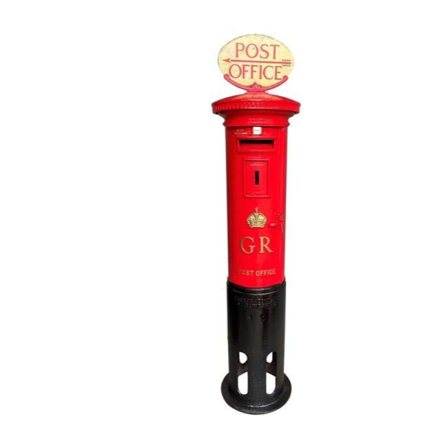 Antique & Reclaimed Original Genuine Cast Iron GR Pillar Box with Post ...