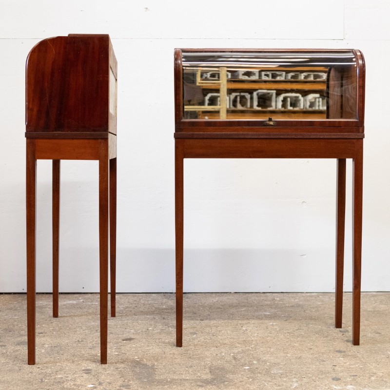 Antique & Reclaimed Pair of Antique Curved Glass Counter Display Cases ...