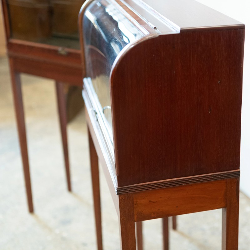 Antique & Reclaimed Pair of Antique Curved Glass Counter Display Cases ...