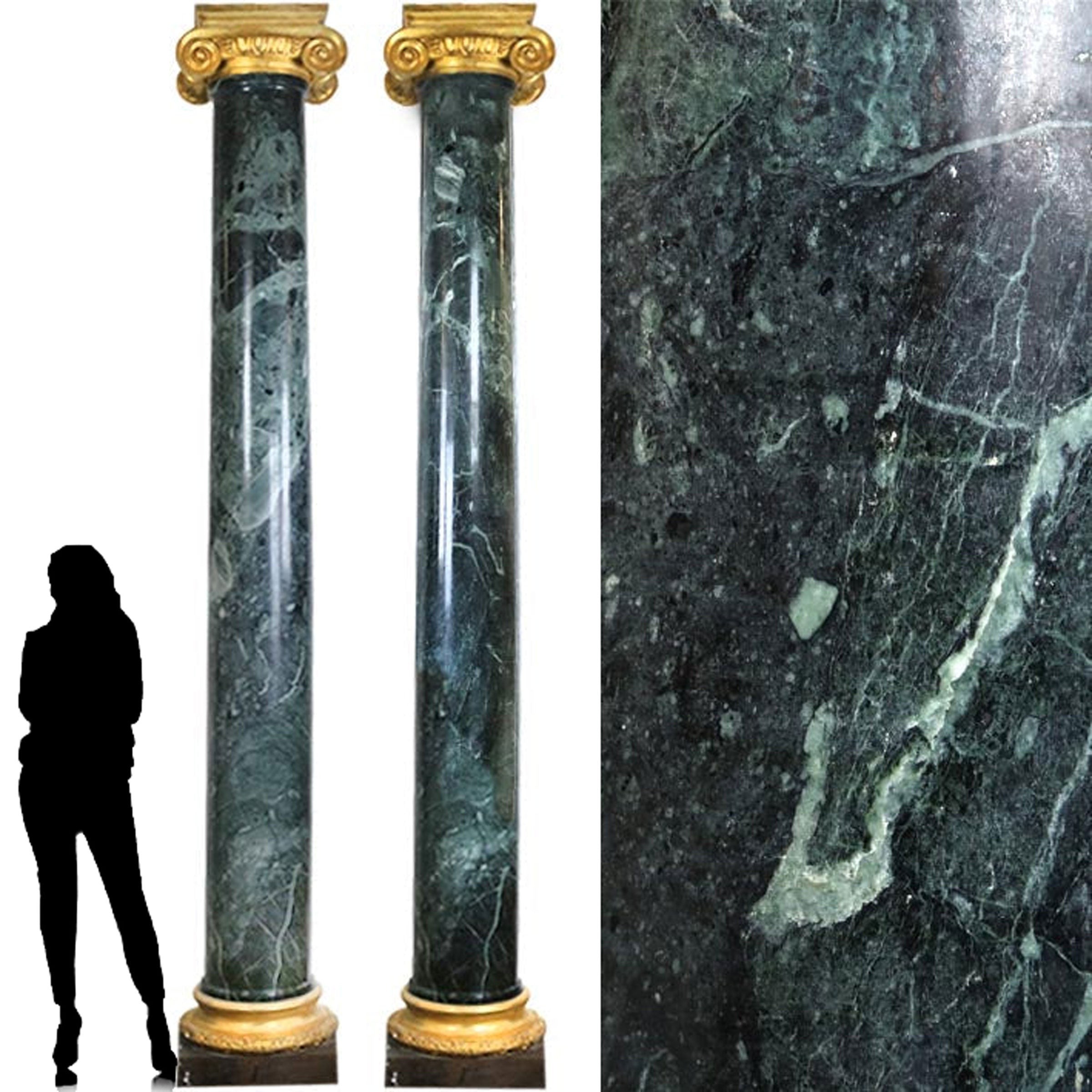 Antique & Reclaimed Pair of Grand Green Marble Columns (2 Pairs ...