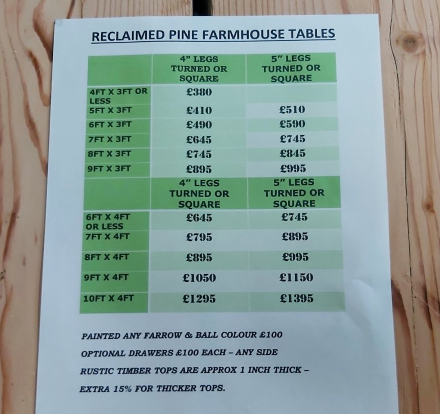 Recraft & Upcycled Bespoke reclaimed pine plank-top table on 4" turned ...