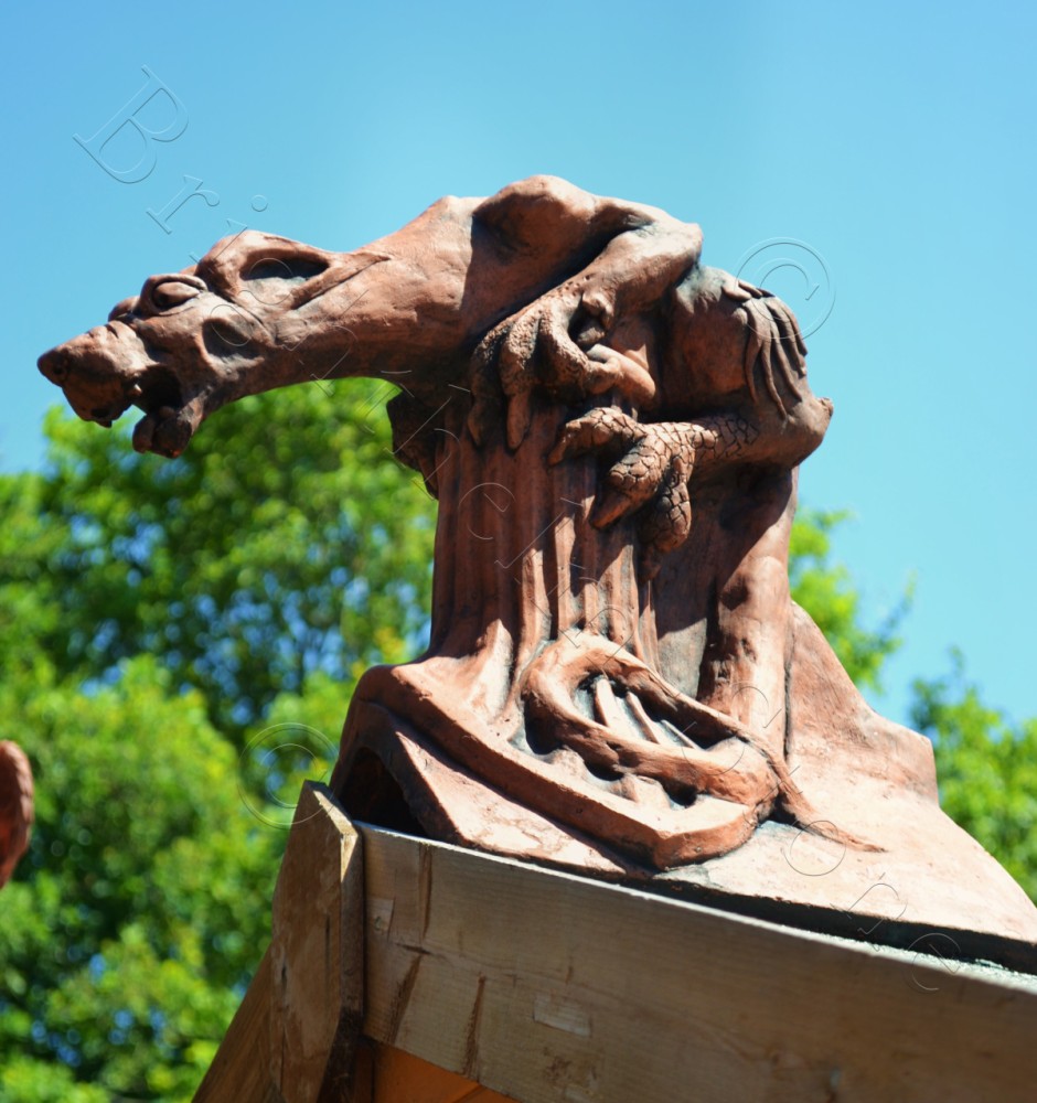 New & Repro Dog Gargoyle roof finial 90 degree angled decorative ridge ...