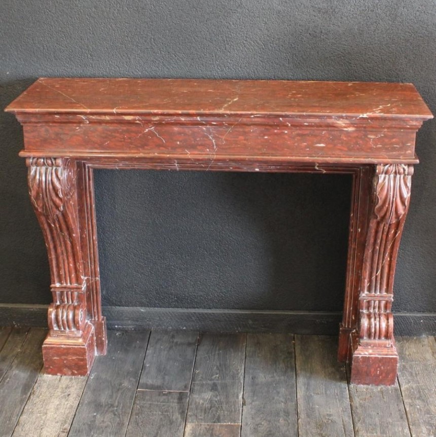 Antique & Reclaimed French red marble mantel- SalvoWEB France