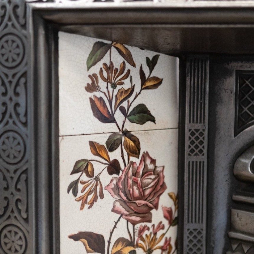 Antique & Reclaimed Antique Polished Cast Iron Fireplace Insert with ...