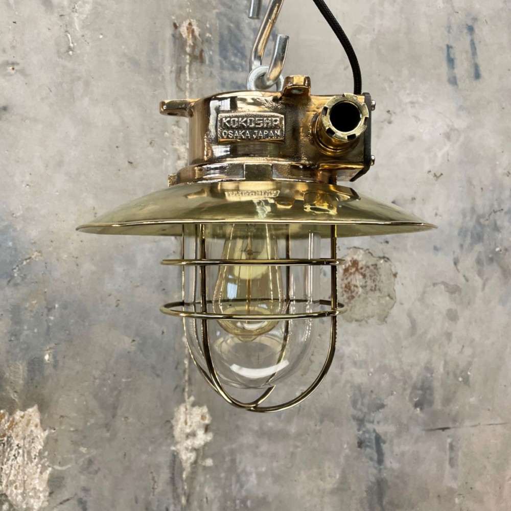Antique & Reclaimed Industrial Brass Ceiling Cage Light by Kokosha ...