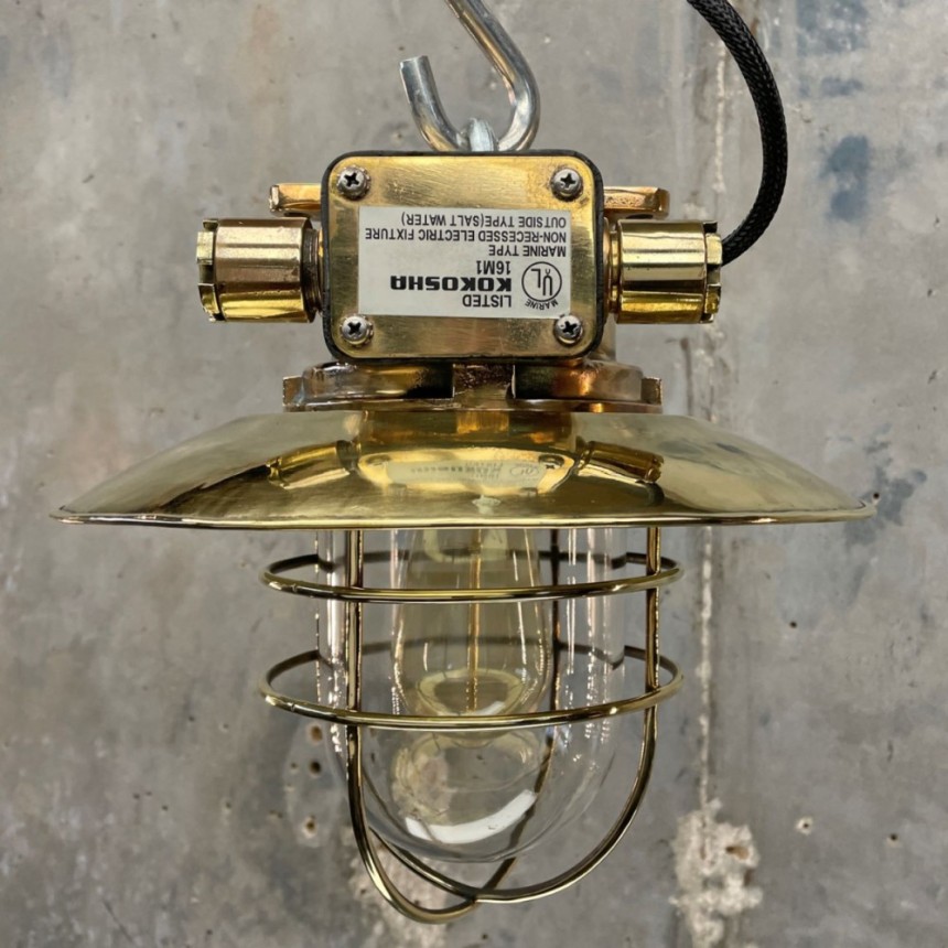 Antique & Reclaimed Industrial Brass Ceiling Cage Light by Kokosha ...