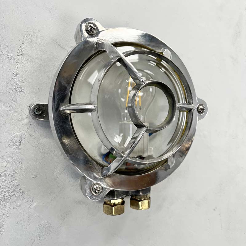 Antique & Reclaimed Circular Outdoor Aluminium Bulkhead Wall Light ...