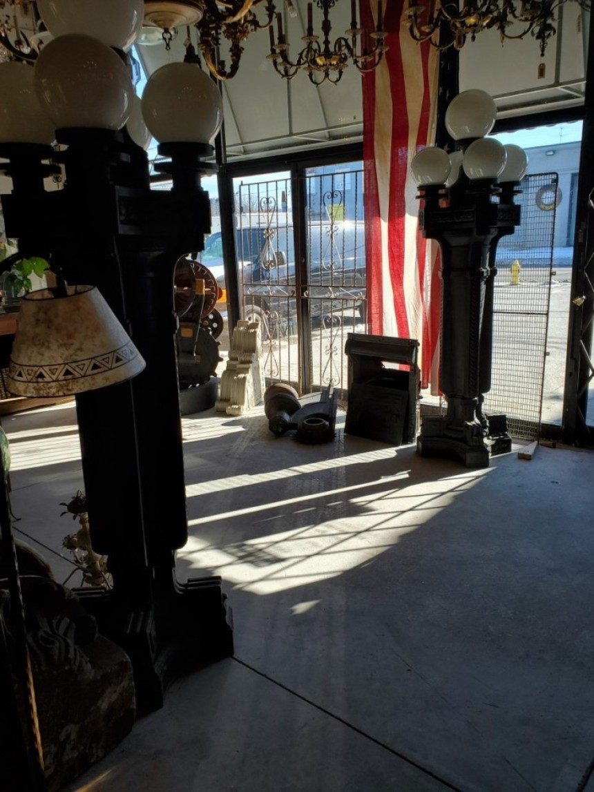 Antique & Reclaimed Pair of Cast Iron Lamp Posts- SalvoWEB Canada