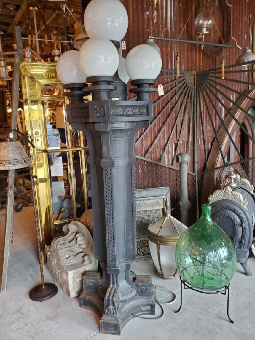 Antique & Reclaimed Pair of Cast Iron Lamp Posts- SalvoWEB Canada