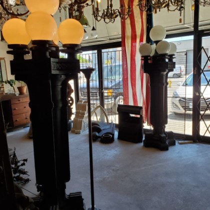 Antique & Reclaimed Pair of Cast Iron Lamp Posts- SalvoWEB Canada