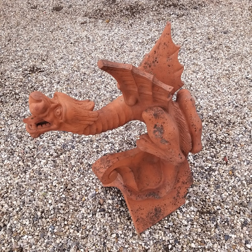Antique & Reclaimed original hand made clay dragon finial ridge tile ...