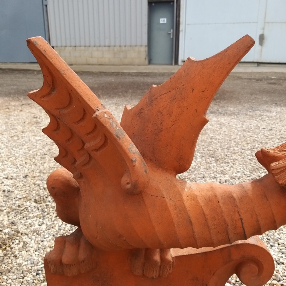 Antique & Reclaimed original hand made clay dragon finial ridge tile ...