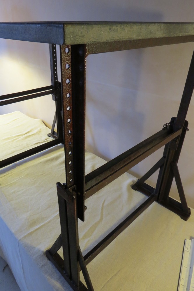 Antique & Reclaimed Pair of Trestle Stands with Galvanised top- SalvoWEB UK