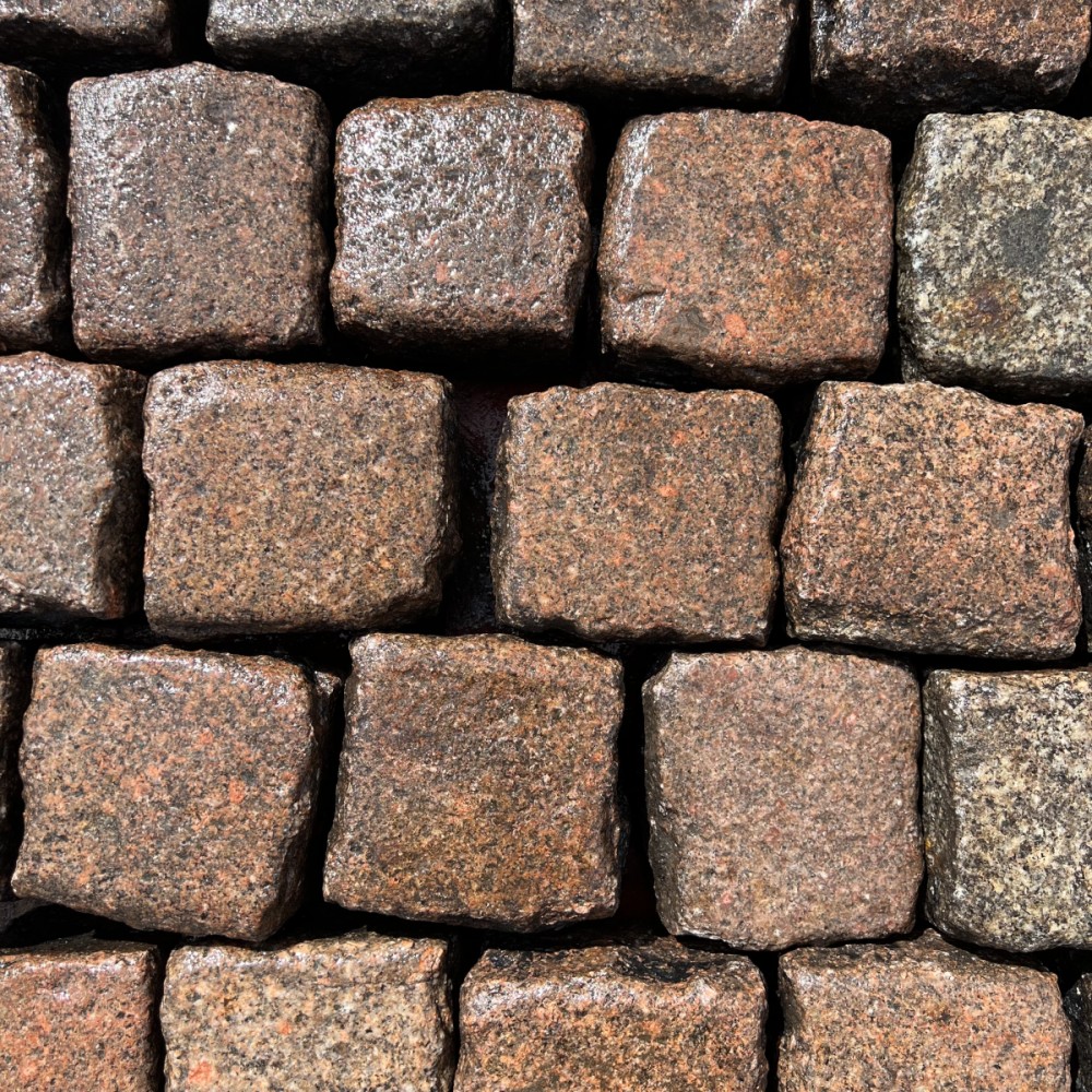 Antique & Reclaimed Reclaimed Pink 4” x 4” Cube Granite Cobble Setts ...