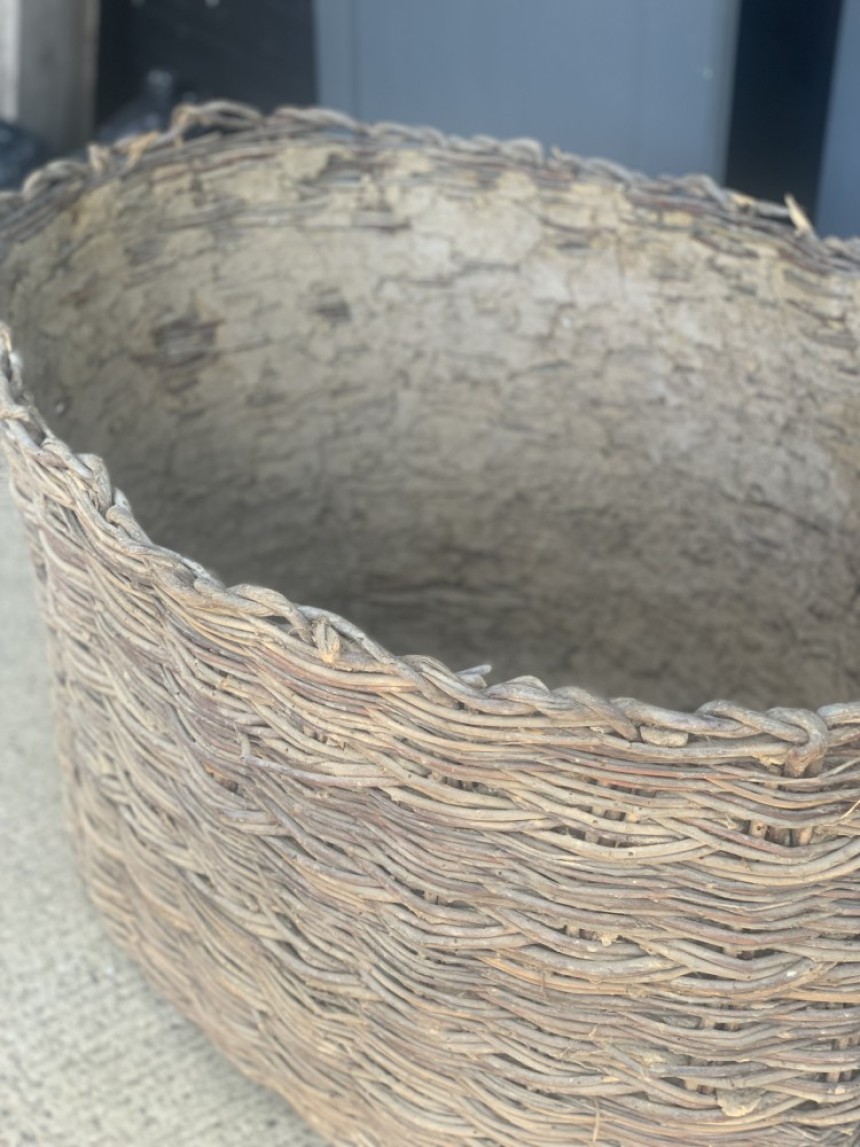 Antique & Reclaimed Antique clay lined farming basket- SalvoWEB UK