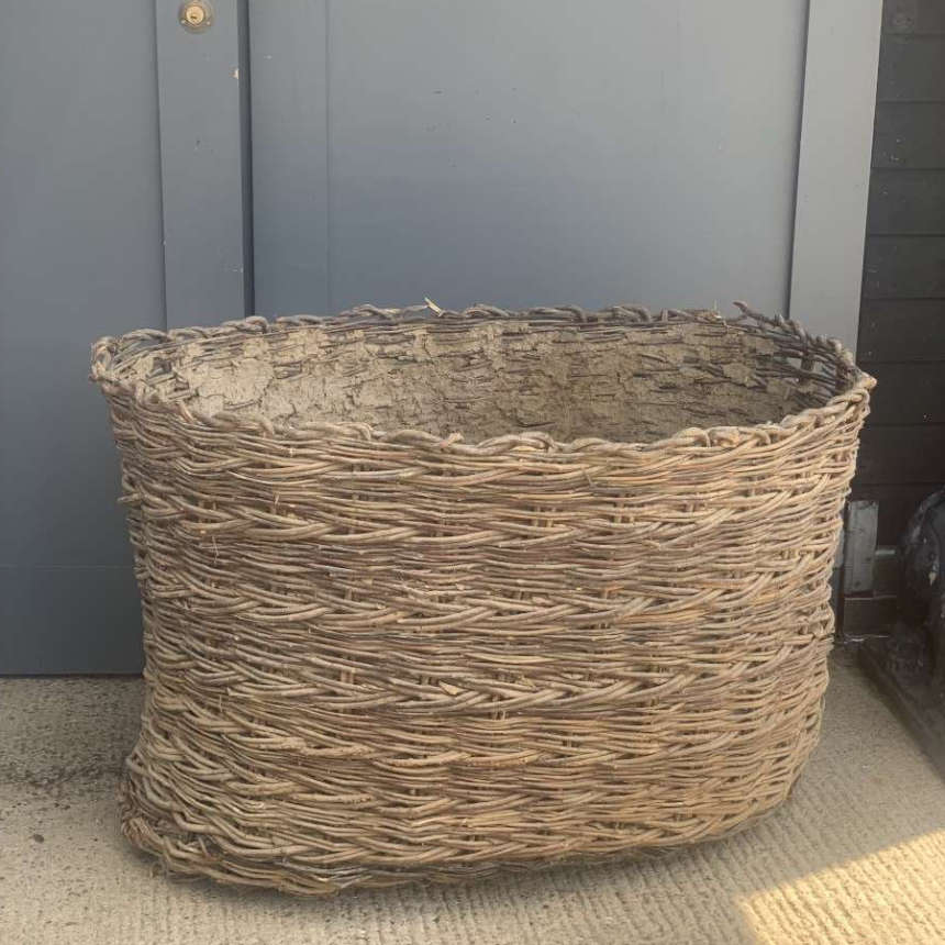 Antique & Reclaimed Antique clay lined farming basket- SalvoWEB UK