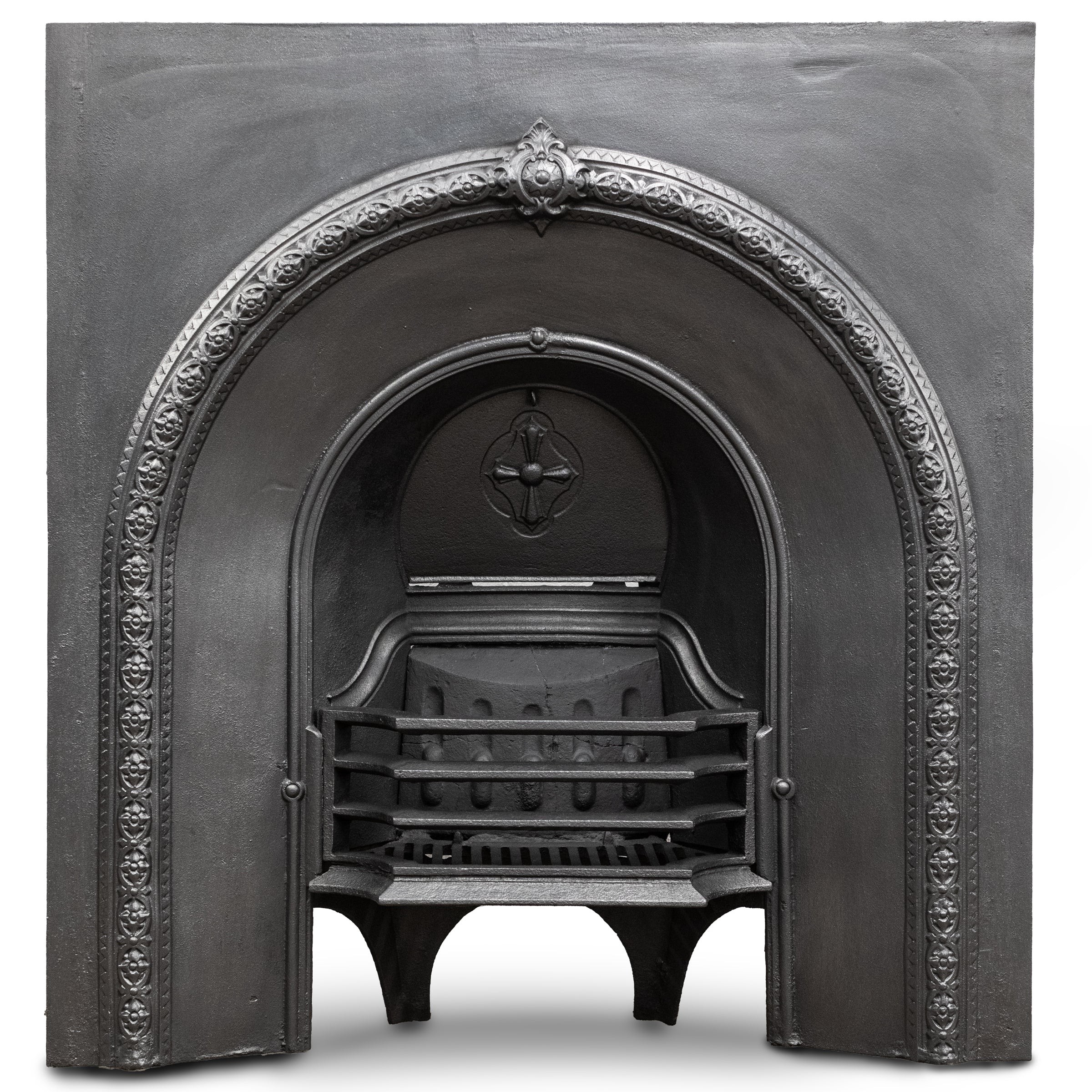 Antique & Reclaimed Antique Cast Iron Arched Fireplace Insert- SalvoWEB UK