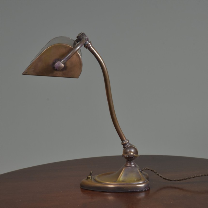 Antique & Reclaimed Bankers Desk Lamp Heart Shaped Base- SalvoWEB UK