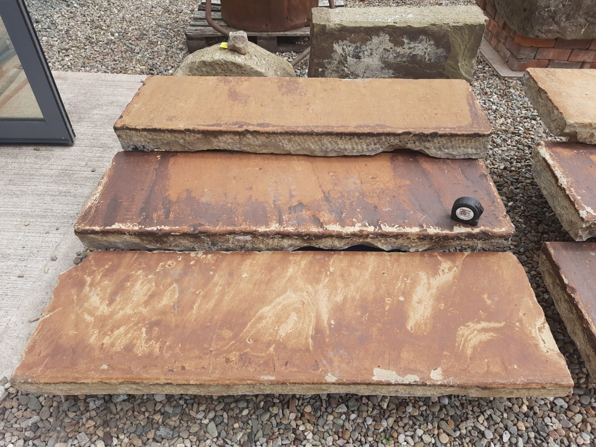 Antique & Reclaimed Set of 3 Reclaimed York Stone Steps Threshold Up to ...