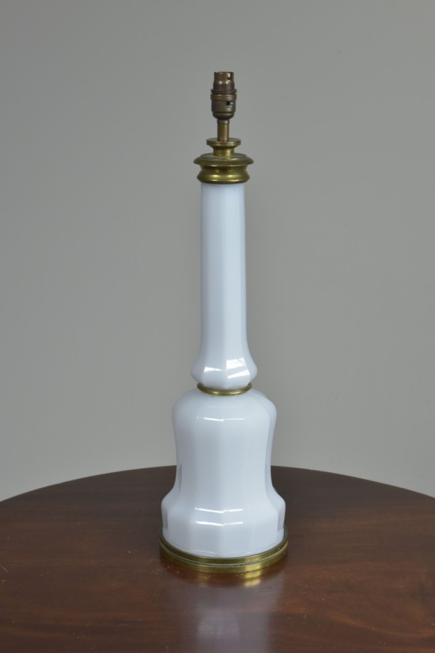 Antique & Reclaimed Faceted Opaline Oil Lamp- SalvoWEB UK