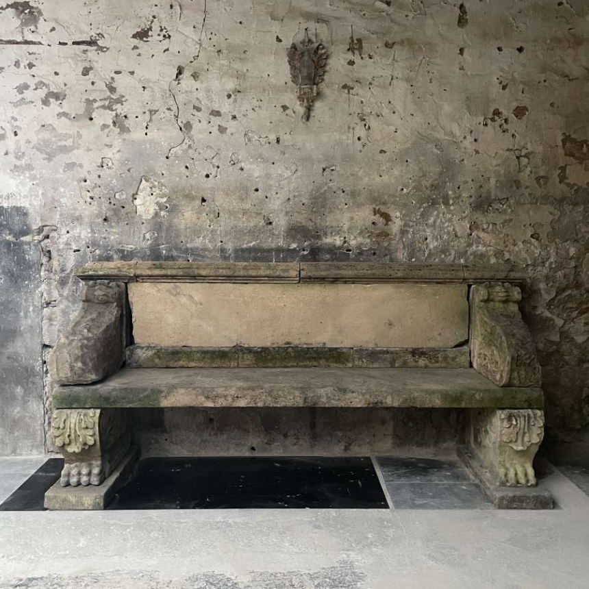 Antique & Reclaimed Antique Carved Stone Italianate Bench- SalvoWEB UK