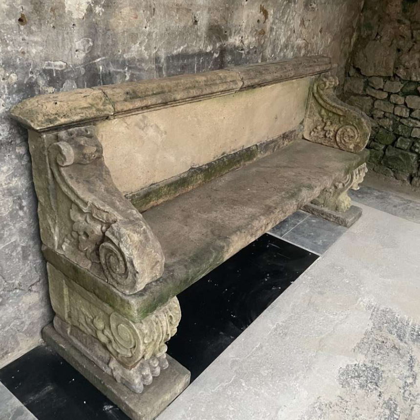 Antique & Reclaimed Antique Carved Stone Italianate Bench- SalvoWEB UK