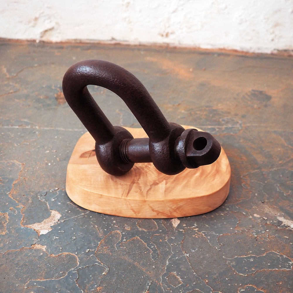 Recraft & Upcycled Industrial Shackle on Sycamore Base- SalvoWEB UK