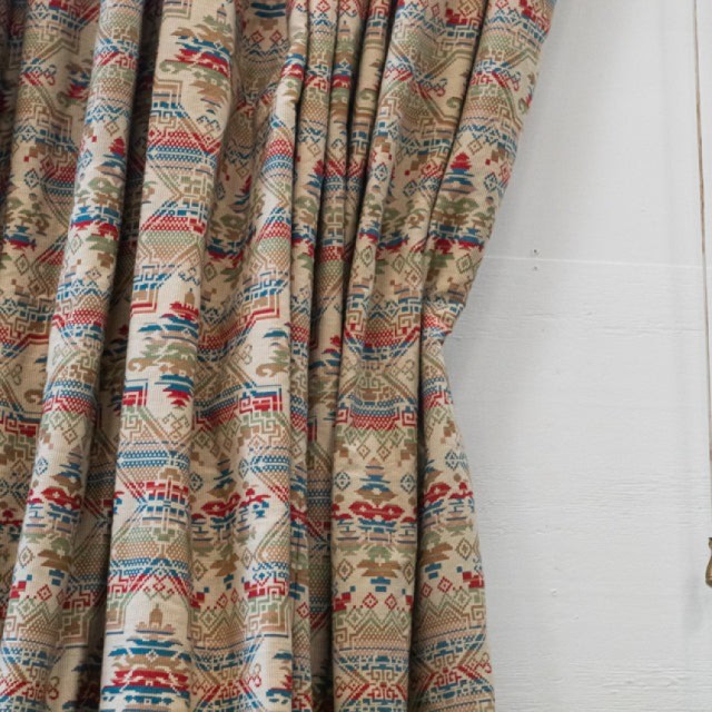 Antique & Reclaimed Reclaimed Heavy Tapestry Curtains with Tribal/Aztec ...