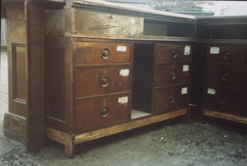 Antique & Reclaimed Antique Walnut Bank Counter- SalvoWEB UK