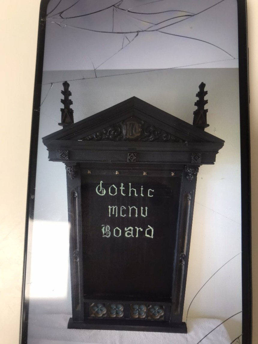 Recraft & Upcycled Gothic Style Menu Board- SalvoWEB UK