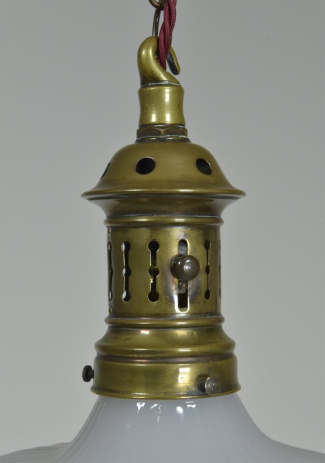 Antique & Reclaimed Moonstone Shade Pendant Light - SalvoWEB UK