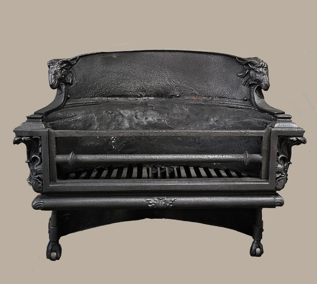 Antique & Reclaimed Regency Fire basket with Rams head detail- SalvoWEB UK