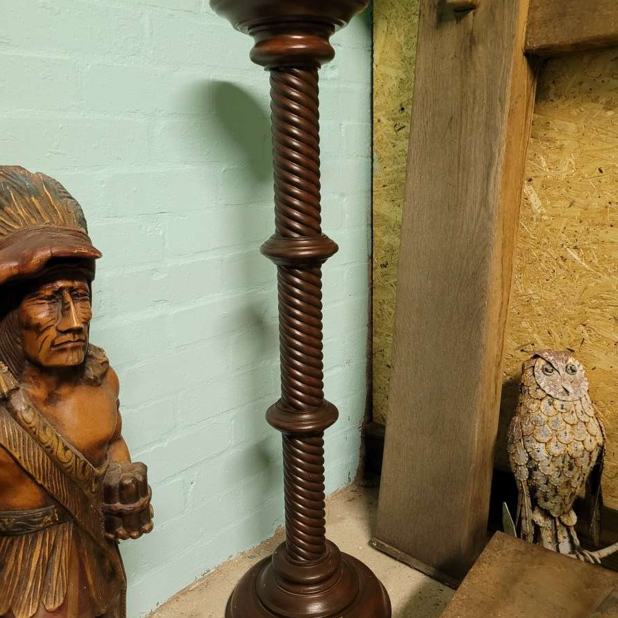 Antique & Reclaimed Barley Twist Wooden Torchere / Lamp Table - SalvoWEB UK